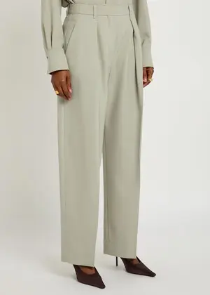 Victoria Beckham Wide-leg Woven Trousers - Sage