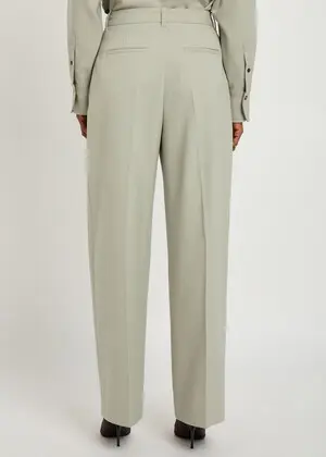 Victoria Beckham Wide-leg Woven Trousers - Sage