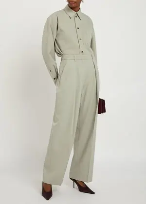 Victoria Beckham Wide-leg Woven Trousers - Sage
