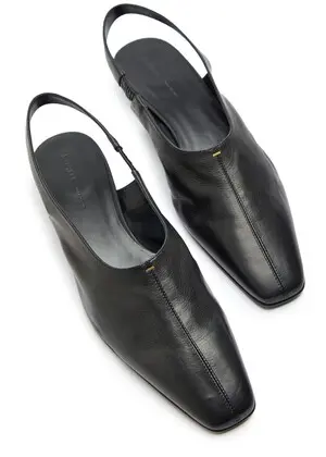 Khaite Cecilia Grained Leather Slingback Flats - Black
