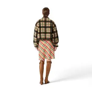Miu Miu Checked Teddy Jacket With Zip Closure - Albino/cocoa