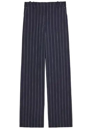 Simkhai Tavar Pinstripe Straight-leg Canvas Trousers - Navy