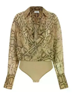 Andamane Paloma Python-print Bodysuit