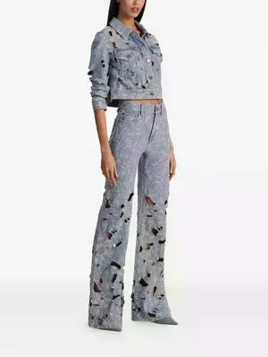 Alice + Olivia Embroidered Eyelet High-rise Jeans
