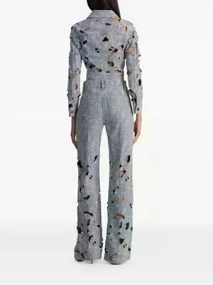 Alice + Olivia Embroidered Eyelet High-rise Jeans