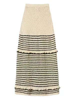 TWINSET Striped Ruffled Maxi Skirt