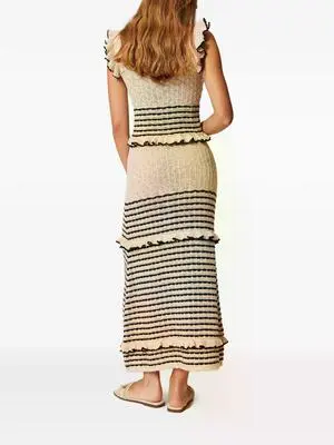 TWINSET Striped Ruffled Maxi Skirt