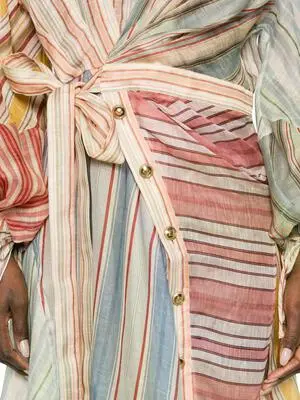 Zimmermann Rebellion Striped Midi Dress - Neutrals