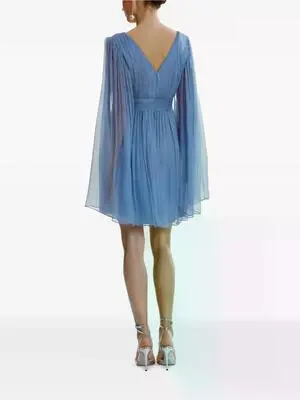 FRAMBOISE Palmer Cape-sleeve Silk Mini Dress