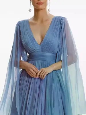 FRAMBOISE Palmer Cape-sleeve Silk Mini Dress