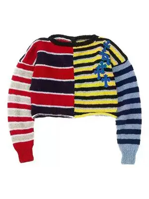 CHROME HEARTS Striped Cropped Sweater