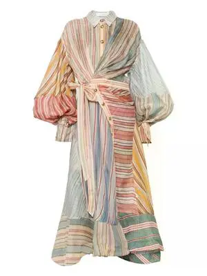 Zimmermann Rebellion Striped Midi Dress - Neutrals