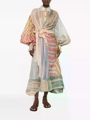Zimmermann Rebellion Striped Midi Dress - Neutrals