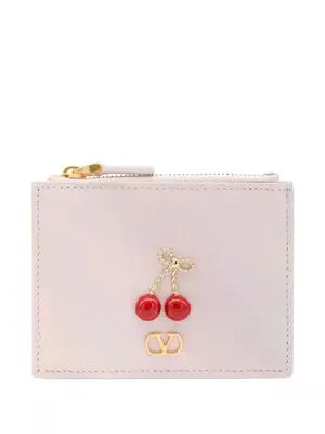 Valentino Garavani Cherry-appliqué Leather Wallet - Pink