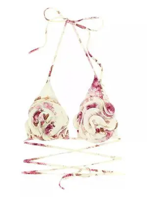 Magda Butrym Floral-print Bikini Top - Neutrals