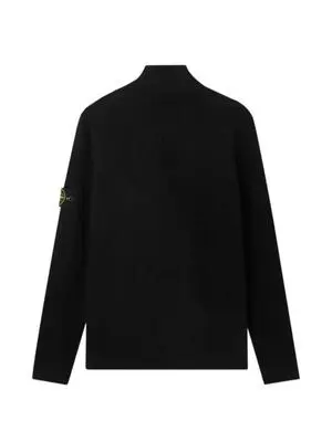 Stone Island Compass-motif Ribbed Sweater - Black