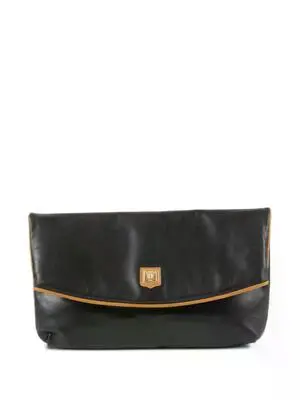 Celine 1990s Triomphe Leather Clutch