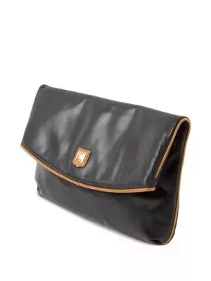 Celine 1990s Triomphe Leather Clutch