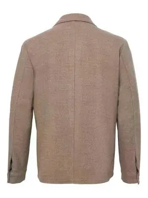 FRANZESE COLLECTION Wool Shirt Jacket With Patch Pockets - Neutrals