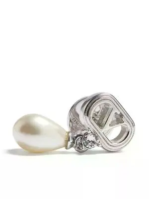 Valentino Garavani Vlogo Crystal And Pearl Drop Earrings - Silver
