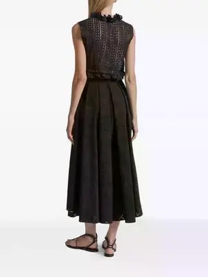 Alberta Ferretti Eyelet Midi Skirt - Black