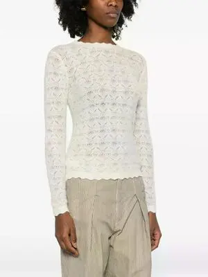 MARANT ETOILE Leonette Openwork Scalloped Sweater - Neutrals