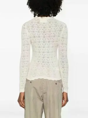 MARANT ETOILE Leonette Openwork Scalloped Sweater - Neutrals