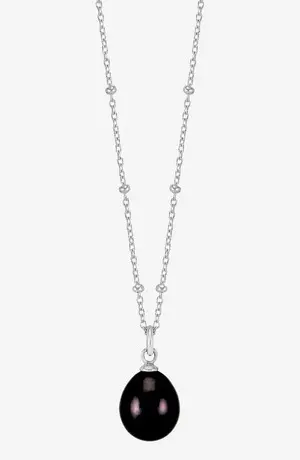 DOWER & HALL Timeless Oval Peacock Pearl Pendant Necklace - Sterling Silver