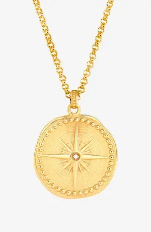 DOWER & HALL Diamond True North Talisman Necklace - Yellow Gold Vermeil