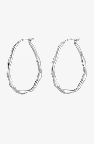 DOWER & HALL Large Oval Waterfall Hoop Earrings - Sterling Silver