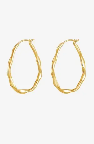 DOWER & HALL Large Oval Waterfall Hoop Earrings - Yellow Gold Vermeil