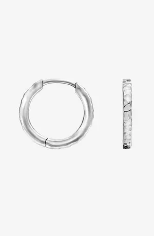 DOWER & HALL Medium Hammered Nomad Huggie Hoop Earrings - Sterling Silver