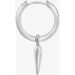 DOWER & HALL Single Hammered Raindrop Charm Story Hoop - Sterling Silver
