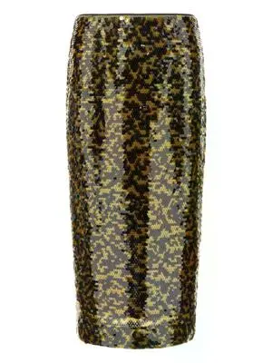 Staud Ciara Sequined Midi Skirt - Brown