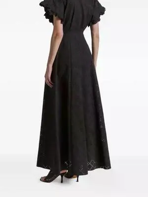 Alberta Ferretti Ruffled Eyelet Dress - Black