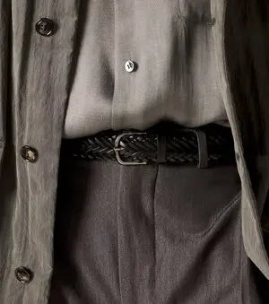 Giorgio Armani Braided Leather Belt - Black