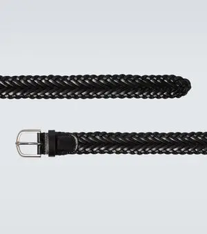 Giorgio Armani Braided Leather Belt - Black