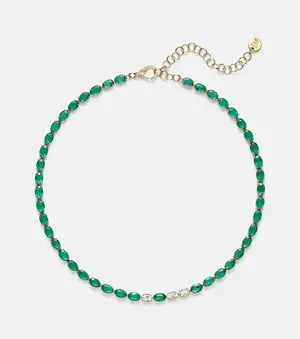 Shay Jewelry 18kt Yellow Emerald And Diamond Tennis Necklace - Gold