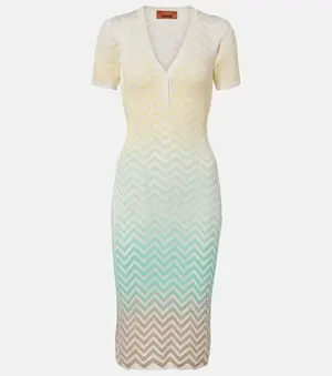 Missoni Zigzag Knitted Cotton-blend Midi Dress - Multicoloured