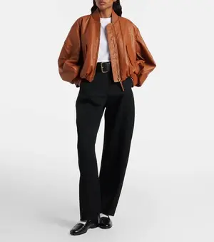 Givenchy Cropped Leather Bomber Jacket