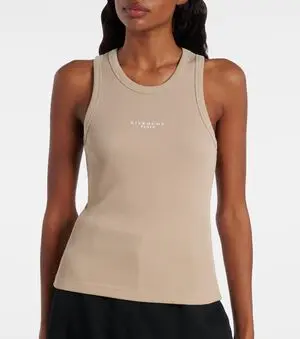 Givenchy Ribbed-knit Cotton Jersey Tank Top - Beige