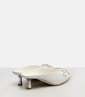 JIMMY CHOO Auria 50 Crystal-embellished Satin Mules - Silver