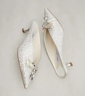 JIMMY CHOO Auria 50 Crystal-embellished Satin Mules - Silver