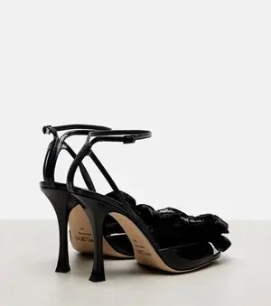 JIMMY CHOO Mimmi Floral-appliqué Leather Sandals - Black