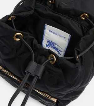 Burberry Quilted Leather-trimmed Mini Backpack - Black