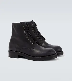 THE ROW Leather Combat Boots - Black
