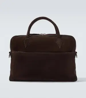 METIER Closer Slim Suede Briefcase - Brown
