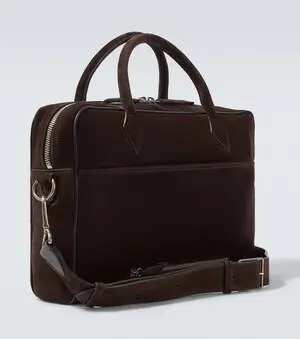 METIER Closer Slim Suede Briefcase - Brown