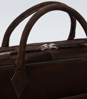 METIER Closer Slim Suede Briefcase - Brown