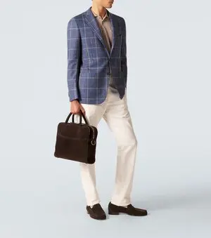 METIER Closer Slim Suede Briefcase - Brown